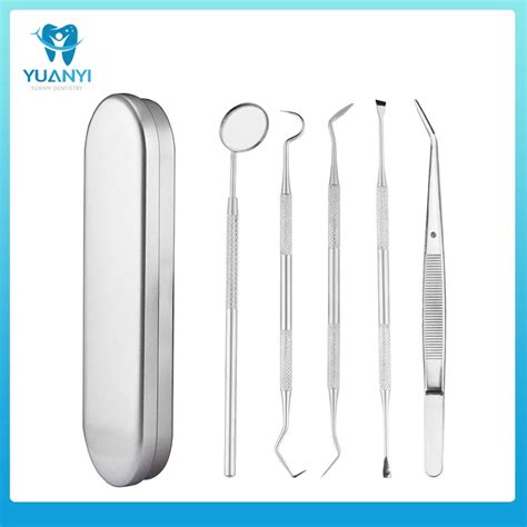 치과 도구 세트 거울 스테인레스 치아 청소 도구 입 거울 핀셋 프로브 치과 키트 구강 관리 치과 의사 준비 도구 5 개치과 기본 악기 Aliexpress