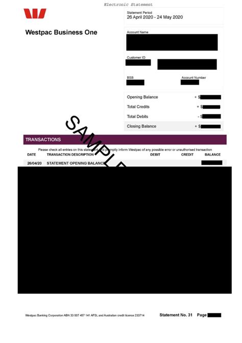Sample Of Austrailan Bank Statement Editing Bank Statements