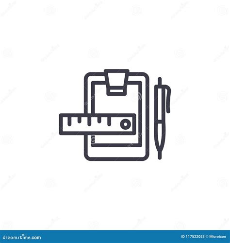 Stationery Set Linear Icon Concept Stationery Set Line Vector Sign Symbol Illustration Stock