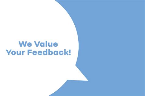 우리는 귀하의 피드백 배너를 소중하게 생각합니다 우리는 귀하의 피드백을 소중히 여긴다는 연설 배너 우리는 귀하의 피드백을