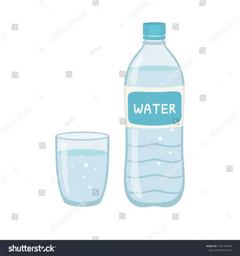 Water Bottle And Glass Vector Illustration