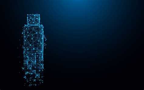 Usb 플래시 드라이브 아이콘 인간의 선 삼각형 및 입자 스타일 디자인에서 기어 아이콘 일러스트 벡터 0명에 대한 스톡 벡터 아트 및 기타 이미지 Istock