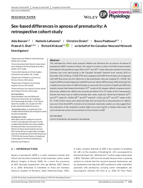 Pdf Sex Based Differences In Apnoea Of Prematurity A Retrospective