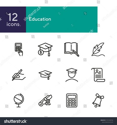 Education Line Icon Set Set Line Stock Vector Royalty Free 1572183154 Shutterstock