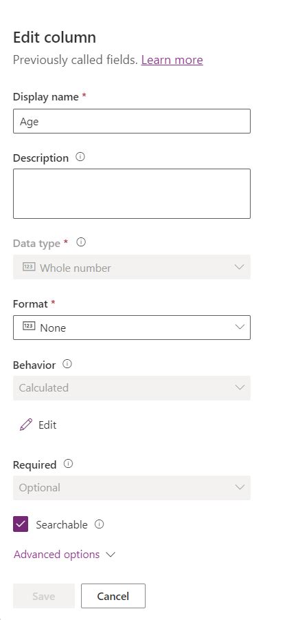calculated fields in model driven app