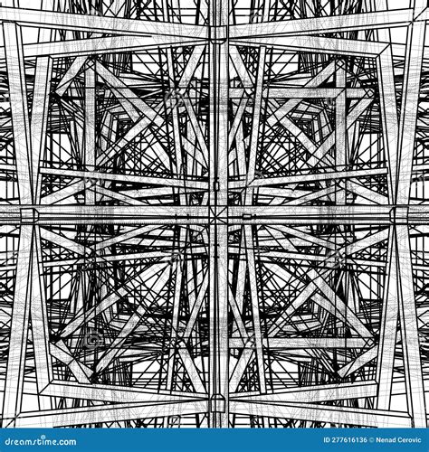 Abstract Construction Structure Vector Illustration Isolated On White Background Stock
