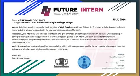 Maheswari Pindi On Linkedin Futureintern Internship Webdevelopment