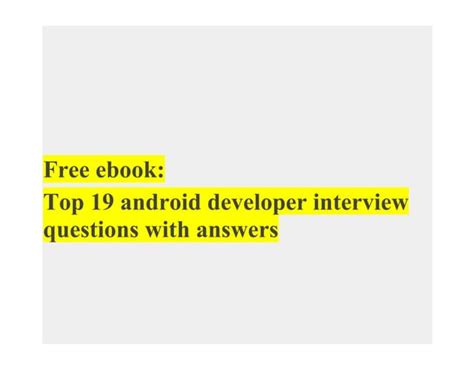 Android Developer Interview Questions With Answers Pdf Ppt