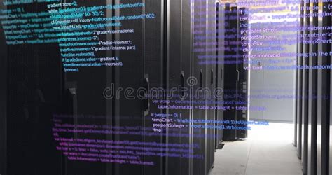 Animation Of Data Processing Against Empty Computer Server Room Stock