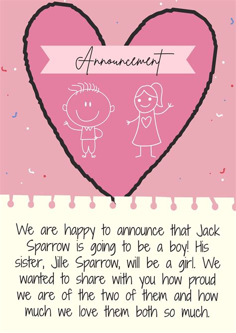 Free Printable Gender Reveal Announcement Templates To Customize Online
