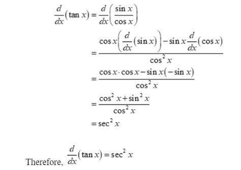 Derivative Of Tanx Using Chain Rule And Quotient Rule