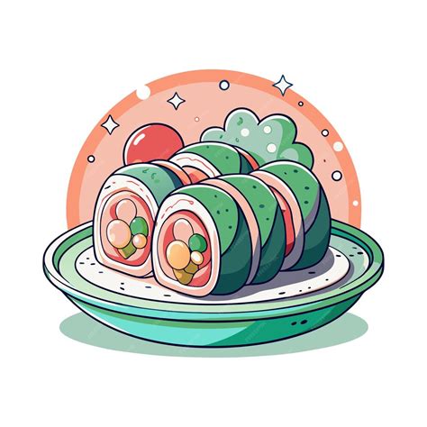 Hand Drawn Kimbab Illustration Premium Ai Generated Vector