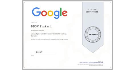 Bdsv Prakash On Linkedin Completion Certificate For Using Python To