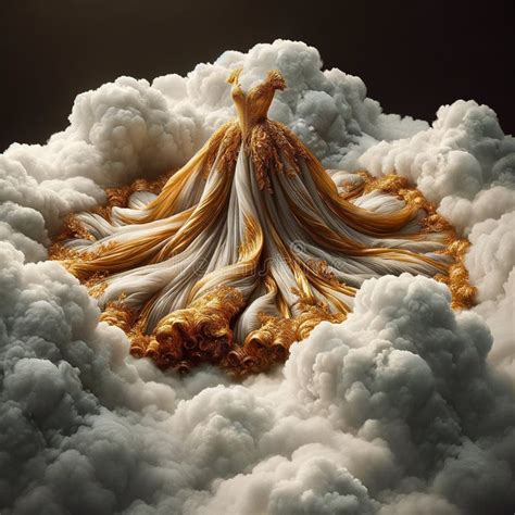 Gilded Nimbus Gown Ethereal Couture In The Clouds Stock Illustration