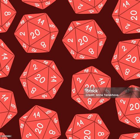 D8 D10 D12 D20 Dice For Board Games Seamless Pattern Rpg Dice Set For Table Game Vector