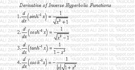 Mathzain Derivative Of Inverse Hyperbolic Functions