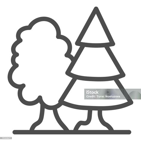 포리스트 선 아이콘입니다 흰색으로 격리된 트리 벡터 그림입니다 자연 개요 스타일 디자인 웹 및 응용 프로그램을 위해 설계 Eps 10 0명에 대한 스톡 벡터 아트 및 기타