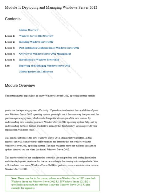 Module 1 Deploying And Managing Windows Server 2012 Pdf