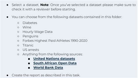 Solved Select A Dataset Note Once Youve Selected A