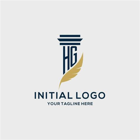 Hg Monogram Initial Logo With Pillar And Feather Design 23453617 Vector Art At Vecteezy