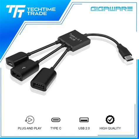 3 In 1 Type C HUB Male To Female Double USB 2 0 Female Micro USB Hub OTG Adapter Cable