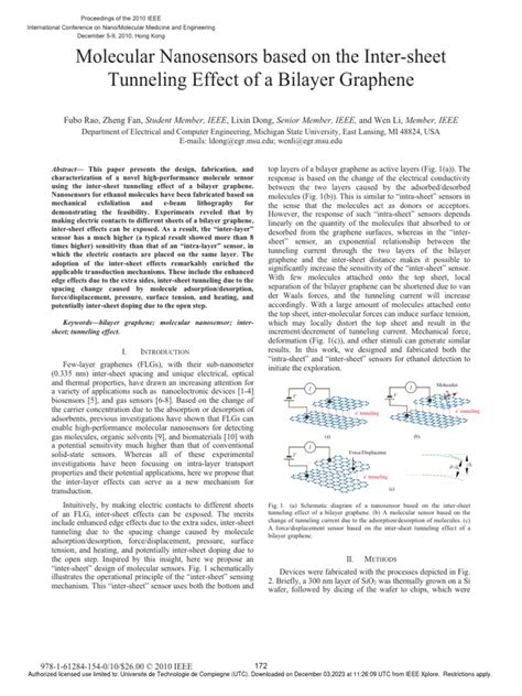 Molecular Nanosensors Based On The Inter Sheet Tunneling Effect Of A Bilayer Graphene Pdf