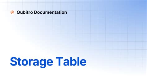 Storage Table Qubitro Documentation