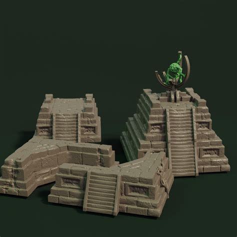 3d Printable Jungle Pyramid Multi Part Terrain Set By Dddmartinminiatures