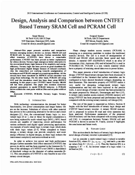 Pdf Design Analysis And Comparison Between Cntfet Based Ternary Sram Cell And Pcram Cell