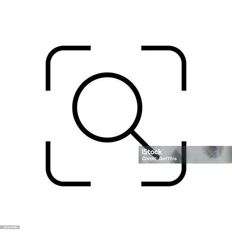 초점 윤곽 선 검은 선 아이콘에서 돋보기 검색 돋보기 또는 검색 기호 개념 흰색 기호에 고립 된 트렌디 한 플랫 기호 일러스트 레이션 로고 응용 프로그램 디자인 웹 Ui