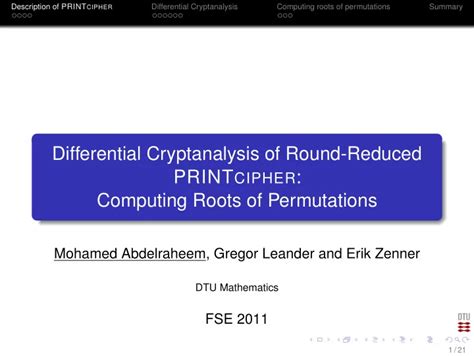 Ppt Differential Cryptanalysis Of Round Reduced Print Cipher Computing Powerpoint