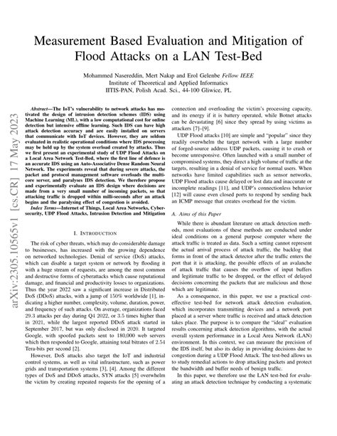 Pdf Measurement Based Evaluation And Mitigation Of Flood Attacks On A Lan Test Bed