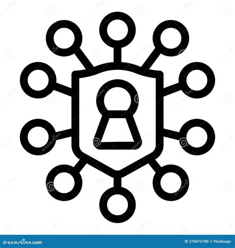 Digital Lock Icon Outline Vector Safety Guard Stock Vector Illustration Of Line Internet