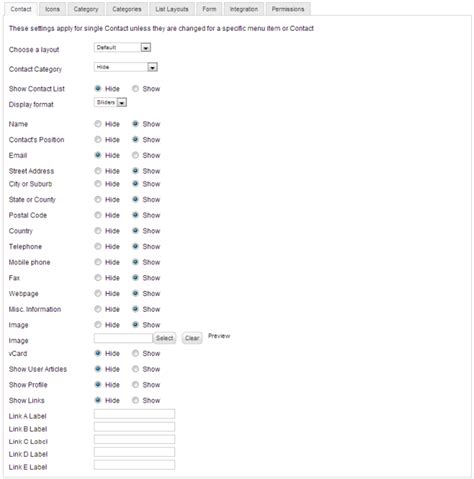 Help25 Components Contacts Contacts Joomla Documentation