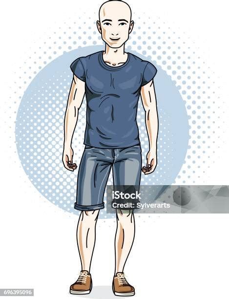 잘생긴 사나이 젊은이 현대 배경에 포즈 남자의 벡터 그림입니다 라이프 스타일 테마 클립 아트입니다 T 셔츠에 대한 스톡 벡터 아트 및 기타 이미지 Istock