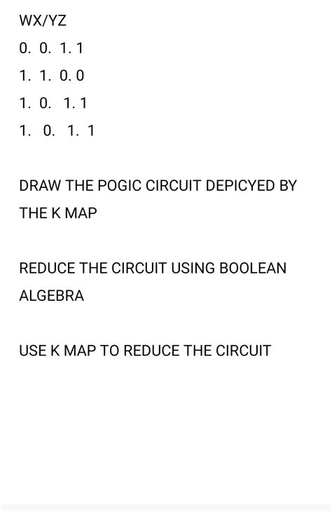 solved draw the pogic circuit depicyed by the k map reduce