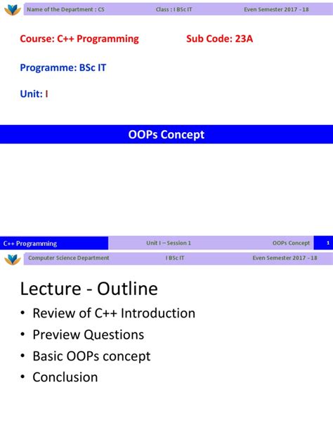 Course C Programming Sub Code 23a Oops Concept Download Free Pdf C Object Oriented