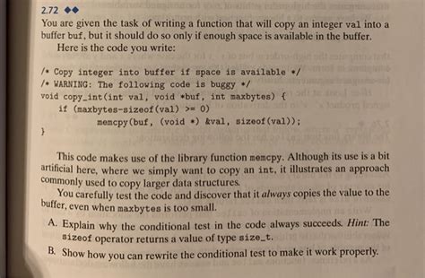 Solved 272 You Are Given The Task Of Writing Buffer Buf