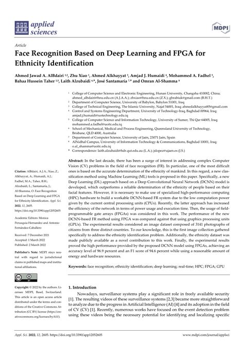 Pdf Face Recognition Based On Deep Learning And Fpga For Ethnicity Identification