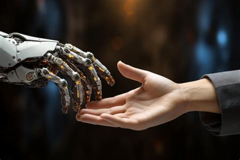 Premium Ai Image Human And Robot Share A Touch Symbolizing