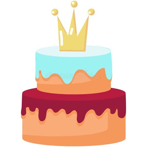 Crown Cake For Birthday Party Vector Illustration Stock Vector