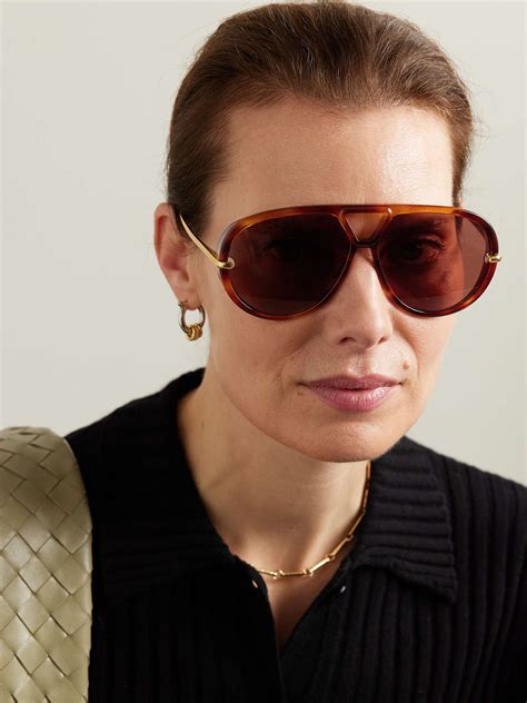 Bottega Veneta Eyewear Drop Oversized Aviator Style Tortoiseshell