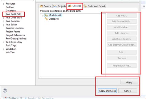Jar Eclipse In The Libraries Tab All Buttons Are Disabled Stack Overflow