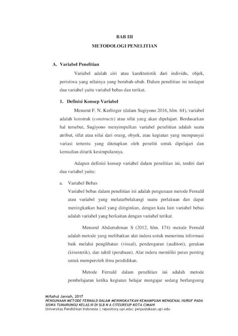 PDF BAB III METODOLOGI PENELITIAN A Variabel Penelitianrepository