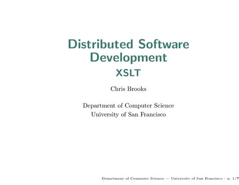 Slides On Extensible Stylesheet Language Transformations Cs 682 Docsity