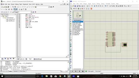 Square Wave Assembly Code In Keil And Proteus Simulation Youtube
