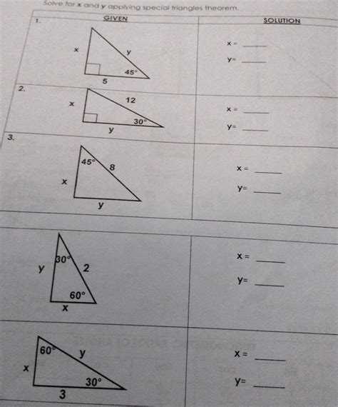 Solved Solve For X And Y Applying Special Triangles Theorem 7 2 3 X Y X Y [algebra]