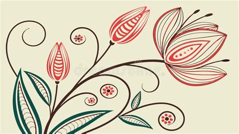 Decorative Floral Branch Botanical Art Elegant Design Vector Design Generative Ai Stock Vector