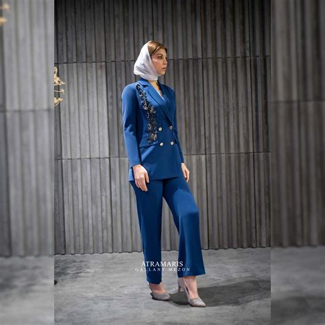 کت شلوار آبی زنانه مزون گالانت