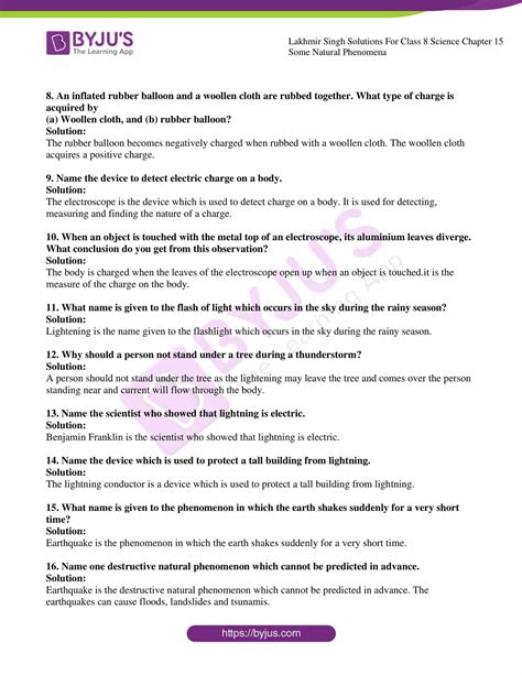 Lakhmir Singh Science Class Solutions For Chapter Some Natural Phenomena Free PDF